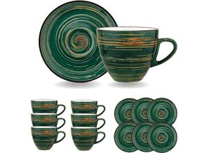8682455436676 - SPIRAL Tassen mit Untertassen 300 ml 6er-Set Porzellan Modernes Design