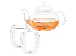 8682455437918 - Wilmax Teekanne 700 ml + 2 Thermogläser 250 ml – Glaskanne mit Sieb & Deckel