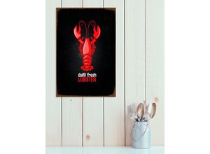 4067437337952 - Metallbild QUEENCE Lobster Bilder Gr B H 30 cm x 45 cm Metallbild Hochformat 1 St rot Metallbilder Stahlschilder