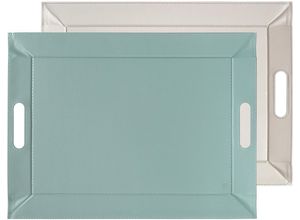 5020057316799 - Tablett FREEFORM DUO 2-farbiges Wendetablett Tablett und Tisch-Set in einem wendbar grün (hellmint grau) B41cm H08cm L55cm Kunstleder Tabletts mit Doppelfunktion pflegeleicht und kann platzsparend verstaut werden