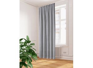 4056751531856 - Vorhang HOME WOHNIDEEN EILIKA Gr 1 grau B135cm H300cm Polyester Gardinen Kombibandschal Bouclé Struktur Raumhoch