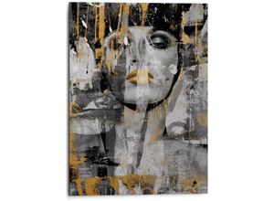 8714597612202 - Wandbild REINDERS Aluminium Wandbild Kraftvolle Frau Frau - Freiheit - Modern - Kräftig gold (farbe bild(er) goldfarben) B50cm H70cm Aluminium Bilder