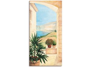 4055327157056 - Wandbild ARTLAND Blick auf Toskanalandschaft Bilder Gr B H 30 cm x 60 cm Leinwandbild Fensterblick 1 St beige (naturfarben) Bild Metallbild Metallbilder Bilder als Alubild Leinwandbild Wandaufkleber oder Poster in versch Größen