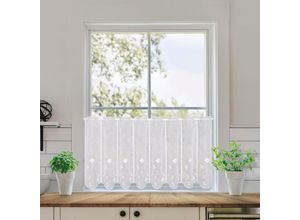 4007863692423 - Scheibengardine Carla Gr 1 weiß B145cm H50cm Polyester Gardinen mit Stickerei Bistrogardine