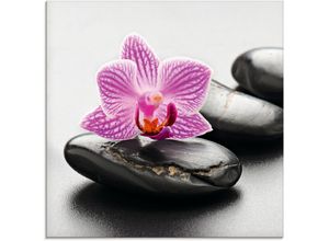 4055327024570 - Glasbild ARTLAND Spa-Konzept mit Zen Steinen und Orchidee Bilder Gr B H 20 cm x 20 cm Zen 1 St grau Glasbilder Bilder in verschiedenen Größen