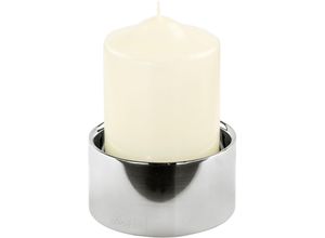 4042911272103 - Kerzenhalter FINK SOBRIO silber (silberfarben) H5cm Ø10cm Edelstahl Kerzenhalter aus Edelstahl Ø 10 cm - für Stumpenkerzen Ø 8 cm