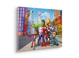 4055065032622 - Leinwandbild KOMAR Spidey and His Amazing Friends Selfie - Größe 60 x 40 cm bunt (farbe rahmen braun farbe bild(er) bunt) B60cm H40cm T2cm Papier Holz Bilder Keilrahmenbild mit Echtholzrahmen Kinderzimmer