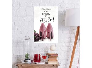 4067437337808 - Metallbild QUEENCE Celebrate Style Bilder Gr B H 30 cm x 45 cm Metallbild Schriftzüge Hochformat 1 St pink Metallbilder Stahlschilder