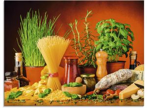 4059745439848 - Glasbild ARTLAND Mediterranes und italienisches Essen Bilder Gr B H 60 cm x 45 cm Lebensmittel 1 St bunt Glasbilder Bilder in verschiedenen Größen