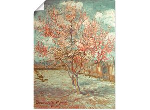 4059745014885 - Wandbild ARTLAND Blühender Pfirsichbaum 1888 Bilder Gr B H 30 cm x 40 cm Poster Wiesen & Bäume Hochformat 1 St grün Bild Metallbild Metallbilder Bilder als Alubild Leinwandbild Wandaufkleber oder Poster in versch Größen