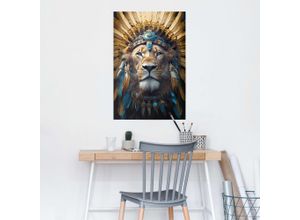 8714597653724 - Poster REINDERS Ornament Lion blau (farbe bild(er) blau) B61cm H915cm T01cm Holzwerkstoff Bilder