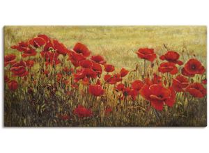 4055327157896 - Wandbild ARTLAND Mohnfeld Bilder Gr B H 60 cm x 30 cm Leinwandbild Blumenwiese 1 St rot Bild Metallbild Metallbilder Bilder als Alubild Leinwandbild Wandaufkleber oder Poster in versch Größen