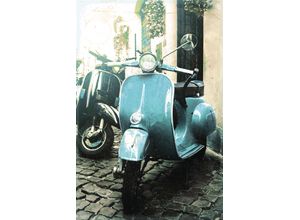 4049009865469 - Metallbild QUEENCE Vespa Bilder Gr B H 45 cm x 30 cm Metallbild Motorräder & Roller Hochformat 1 St blau Metallbilder