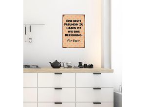 4067437341607 - Metallbild QUEENCE Beste Freunde Bilder Gr B H 30 cm x 45 cm Metallbild Schriftzüge Hochformat 1 St beige Metallbilder Stahlschilder