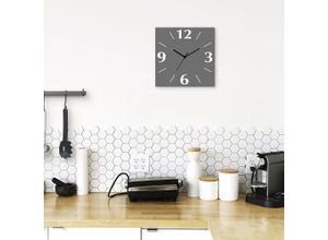 4059745807401 - Wanduhr ARTLAND Uni Trendfarben Wanduhren Gr B H T 30 cm x 30 cm x 03 cm Quarzuhr 4 Ziffern grau Wanduhren wahlweise mit Quarz- oder Funhuhrwerk lautlos ohne Tickgeräusche