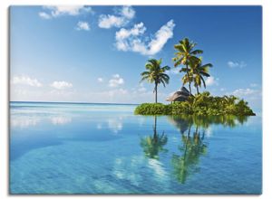 4055327239813 - Wandbild ARTLAND Tropisches Paradies - Insel Palmen Meer Bilder Gr B H 60 cm x 45 cm Leinwandbild Amerika Querformat 1 St blau Bild Poster Bilder als Alubild Leinwandbild Wandaufkleber oder in versch Größen