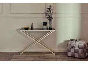 4050088033960 - Konsolentisch JAHNKE XTRA CONSOLE gold (schwarzglas gold goldfarben schwarzglas) B100cm H76cm T30cm Tische Konsole Beistelltisch in Gold-Look aus Sicherheitsglas gefertigt