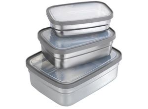 4008838319871 - Lunchbox MAXIMEX Edelstahl silber (silberfarben) B135cm H4cm L95cm Edelstahl Lebensmittelaufbewahrungsbehälter Brotdosen in 3 Größen luftdichte Deckel spülmaschinengeeignet