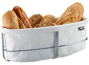 4006664336611 - Brotkorb GEFU BRUNCH oval weiß B15cm H115cm L335cm Edelstahl Baumwolle Lebensmittelaufbewahrungsbehälter perfekt für Brot & Brötchen