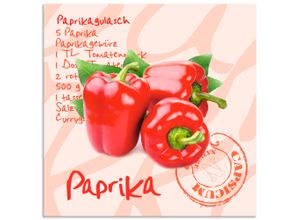 4057738372172 - Wandbild ARTLAND Paprika liegt auf weißen Untergrund Bilder Gr B H 30 cm x 30 cm Alu-Dibond-Druck Lebensmittel quadratisch 1 St rot Bild Metallbild Metallbilder Bilder als Alubild Leinwandbild Wandaufkleber oder Poster in versch Größen