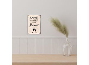 4067437108774 - Alu-Dibond-Druck QUEENCE Save Water rosa (farbe bild(er) rosa) B20cm H30cm T02cm Alu Dibond Bilder Prosecco rosa Schild