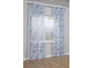 4003018367031 - Gardine Schal mit Gardinenband Dolly Voile mit Druck blau B140cm H245cm Obermaterial 100% Polyester Gardinen Stoff Dolly-Voile mit Druck