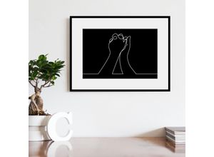 4049009841401 - Bild QUEENCE Power of Love schwarz (farbe rahmen schwarz farbe bild(er) schwarz) B70cm H50cm Acrylglas Papier Holz Bilder HD Premium Poster-Druck inkl Holzrahmen