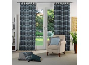 4004567231569 - Vorhang WIRTH Benewitz Gr 1 blau (petrol) B65cm H125cm Jacquard Baumwolle Polyester Gardinen
