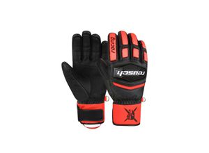 4060485353066 - Skihandschuhe REUSCH Worldcup Warrior Team Damen Gr 10 schwarz (schwarz rot) 50% Ziegenleder 50% Polyester mehrfarbig Handschuhe mit winddichten Eigenschaften