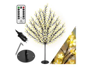 4260598878474 - Kirschblütenbaum mit Fernbedienung Lichterbaum Indoor Outdoor Metallfuß Stabil Weihnachten Beleuchtung Leuchtbaum Warmweiß 180cm - Schwarz - Kesser