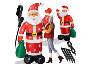 4260598879273 - KESSER® Aufblasbarer Weihnachtsmann XXL LED beleuchtet inkl Befestigungsmaterial Weihnachtsdekoration Weihnachtsdeko Figur  geräuscharmes Gebläse Nikolaus Santa witterungsbeständig IP44