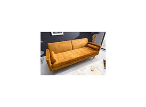 4251561900261 - riess-ambiente Schlafsofa COUTURE - 196cm senfgelb Microvelours 3-Sitzer Couch Bettfunktion ink Kissen