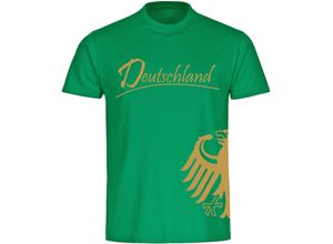 4068859258481 - multifanshop Kinder T-Shirt - Deutschland - Adler seitlich Gold - Druck gold metallic - Kind