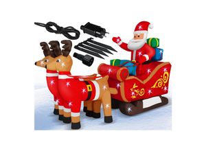 4260598879112 - KESSER® Aufblasbarer Weihnachtsmann mit Schlitten XXL Nikolaus Rentiere Weihnachten Santa Claus Deko LED Beleuchtet inkl Befestigungsmaterial Weihnachtsdekoration Weihnachtsdeko