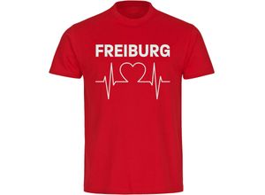 4068859107499 - multifanshop Kinder T-Shirt - Freiburg - Herzschlag - Druck weiß - Kind