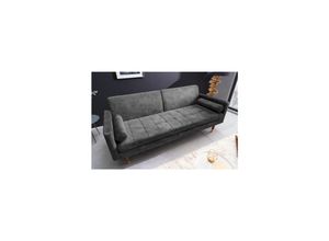 4251561900278 - riess-ambiente Schlafsofa COUTURE - 196cm grau Microvelours 3-Sitzer Couch Bettfunktion ink Kissen