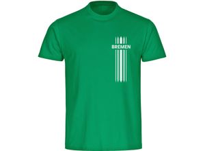 4068859175658 - multifanshop Kinder T-Shirt - Bremen - Streifen - Druck weiß - Kind