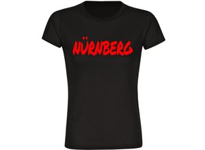 4068859530426 - multifanshop Damen T-Shirt - Nürnberg - Textmarker - Druck rot - Frauen