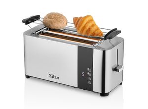 8682744806234 - Edelstahl Langschlitz Toaster mit Brötchenaufsatz und Krümelschublade 1400 W