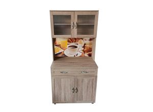 4255701918352 - Küchenbuffet mit Glasteil Sonoma Blanca Bistro