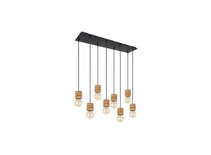 4059157183414 - Etc-shop - Esstischlampe hängend Holz Pendelleuchte Esstisch Holz Holzlampen Decke hängend Metall mdf schwarz 8x E27 Fassung LxBxH 98 x 24 x 120 cm