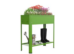 4051814447303 - Metall Hochbeet mit Ablageboden rechteckig stehender Pflanzkasten Blumenkasten für Garten Terrasse Balkon Blumentopf H 88 x B 80 x T 35 cm Balora XL