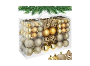 4061173052001 - tectake® Weihnachtskugeln 100er-Set in Gold matt glänzend und glitzernd Durchmesser 3 4 und 6 cm 4061173052001 - tectake® Weihnachtskugeln 100er-Set in Gold matt glänzend und glitzernd Durchmesser 3 4 und 6 cm