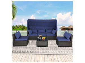 4255701934680 - Loungemöbel Blau Braun 6-teiliges Set
