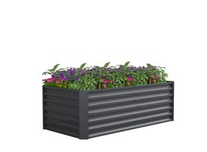 4051814447143 - Metall Hochbeet rechteckig stehender Pflanzkasten Gartenbeet für Garten Terasse Pflanzbeet H 60 x B 180 x T 90 cm Galdo XL