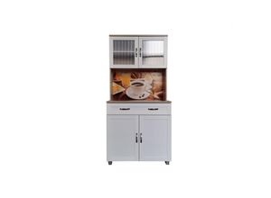 4255701918383 - Küchenbuffet mit Glasteil Sonoma Weiß Blanca Bistro