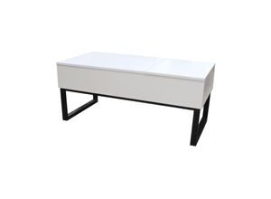 4255701930408 - Couchtisch höhenverstellbar mit Stauraum Weiß