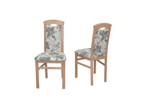 4046884086798 - Möbel Direkt Online - Massivholz Esszimmerstuhl Aliceim 2er-Set Buche Stoff beige mit Blumendessin