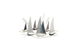 4020607733510 - Wandobjekt Hanse Deko-Wandbild mit Fischen + Booten maritimes Design