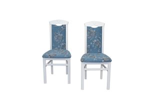 4046884086835 - Massivholz Esszimmerstuhl Aliceim 2er-Set Weiß Stoff blau mit Blumendessin
